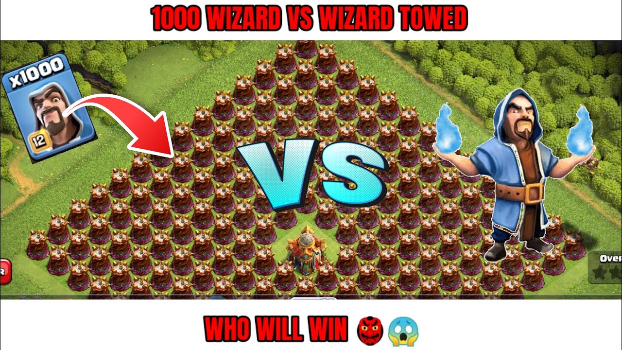 1000 wizard Vs wizard tower attack ! - YouTube