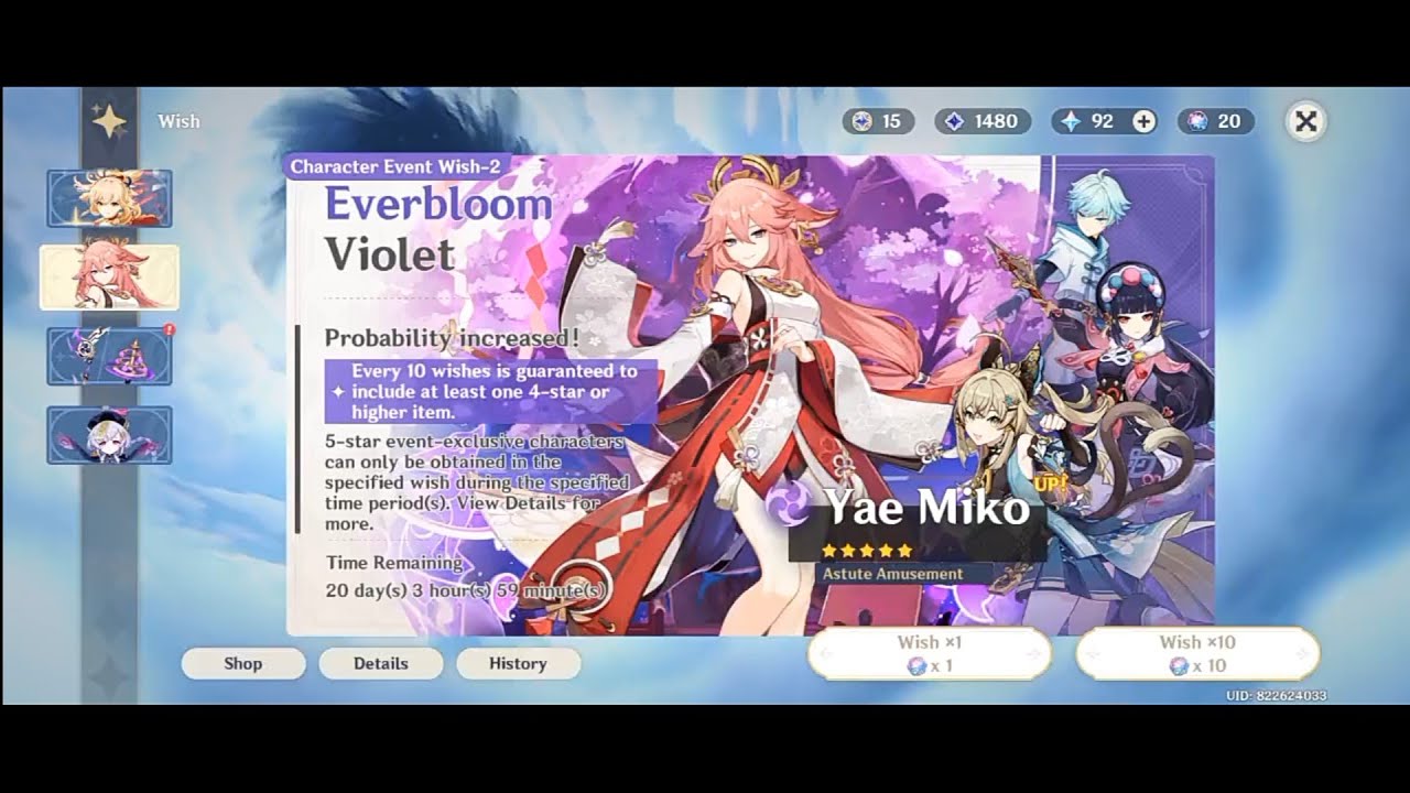 Genshin Impact: Version 3.7 Phase 1 Banner - Yae Miko Banner rolls ...