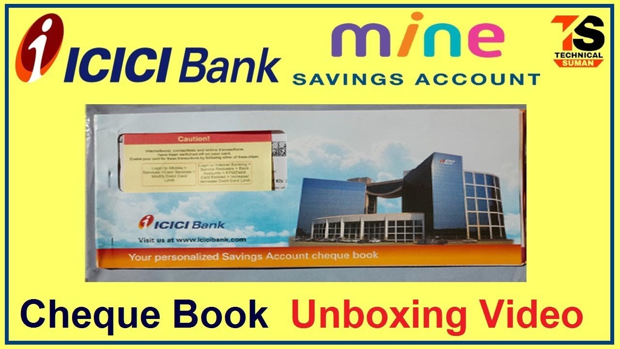 ICICI Bank Mine Savings Account Cheque Book Unboxing || ICICI Bank ...