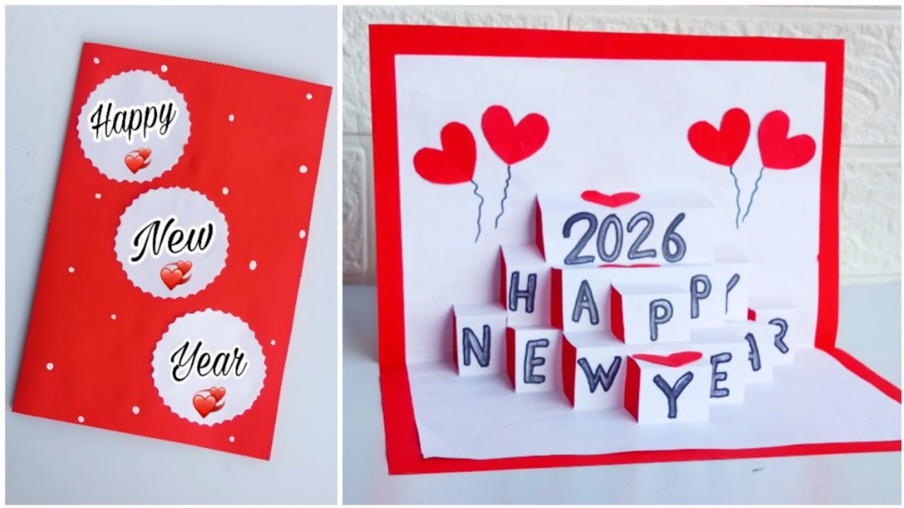 DIY Happy New Year greeting card 2026 /New year 3D pop up card /How to ...