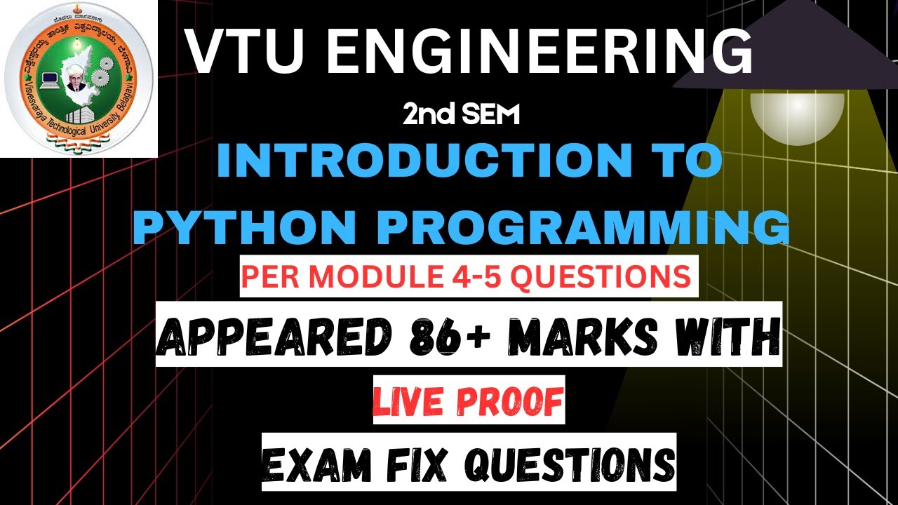 Introduction to Python Appeared 86 Marks from Exam Fix Questions | Live ...