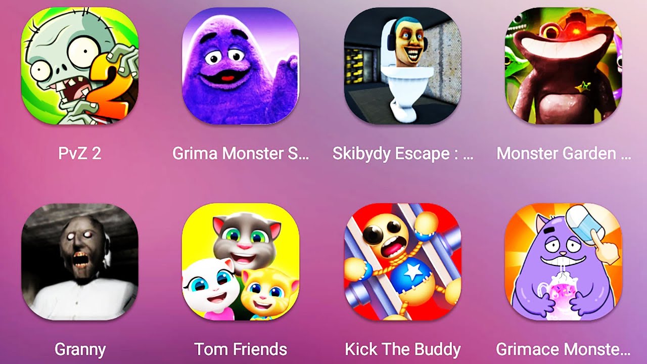 Grimace Monster Scary Survival,Grima Monster DOP,Skibydy Escape,Monster Garden Friends 5,Granny ...