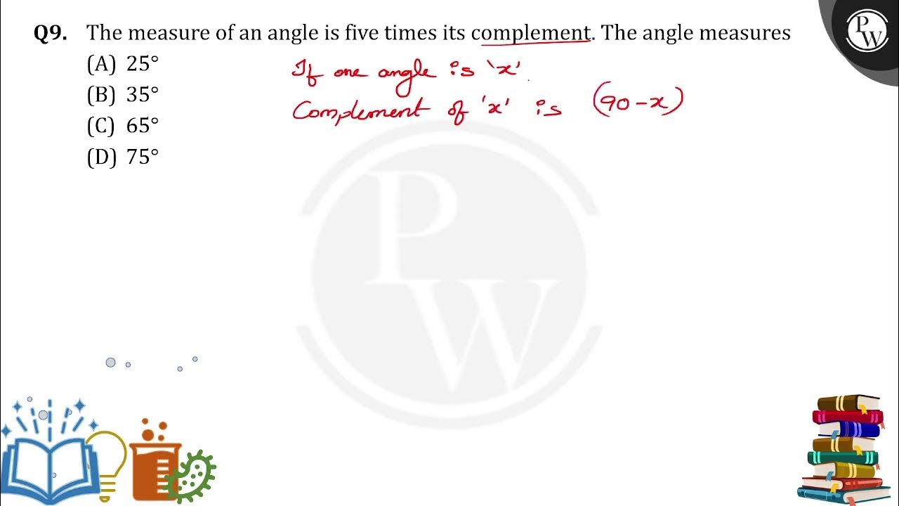 The measure of an angle is five times its complement. The angle measures.... - YouTube