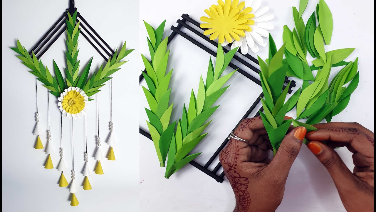 Very Easy and Beautiful Paper Leaf wall hanging Making | Paper Leaves ...