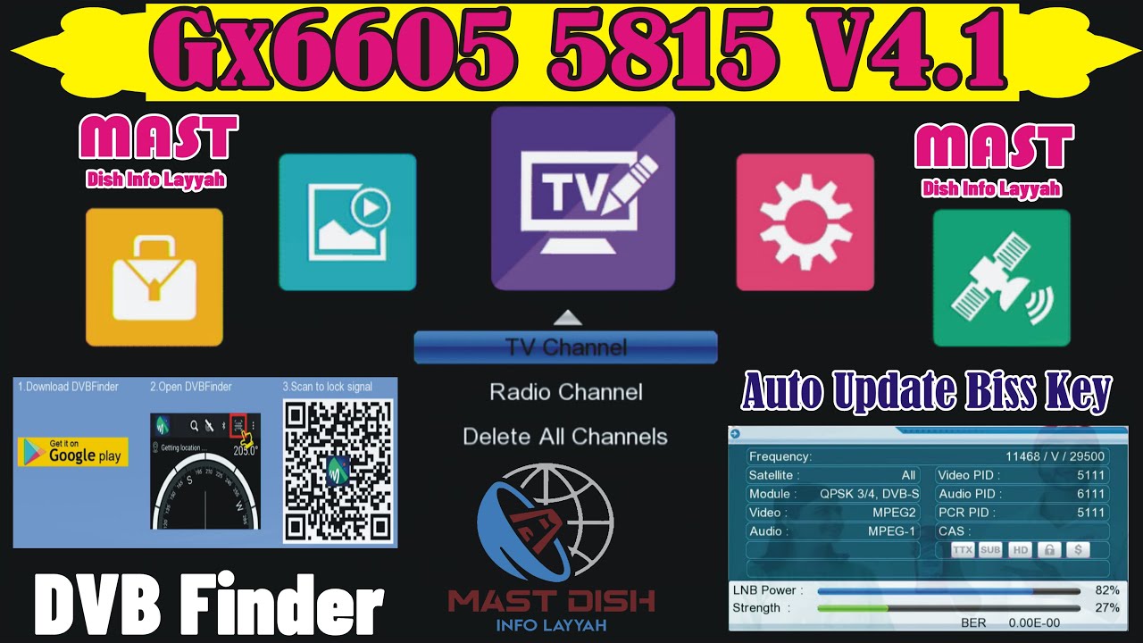 Gx6605s 5815 V4.1 Star Sat FTA Receiver Menu || Gx6605s 5815 Auto ...
