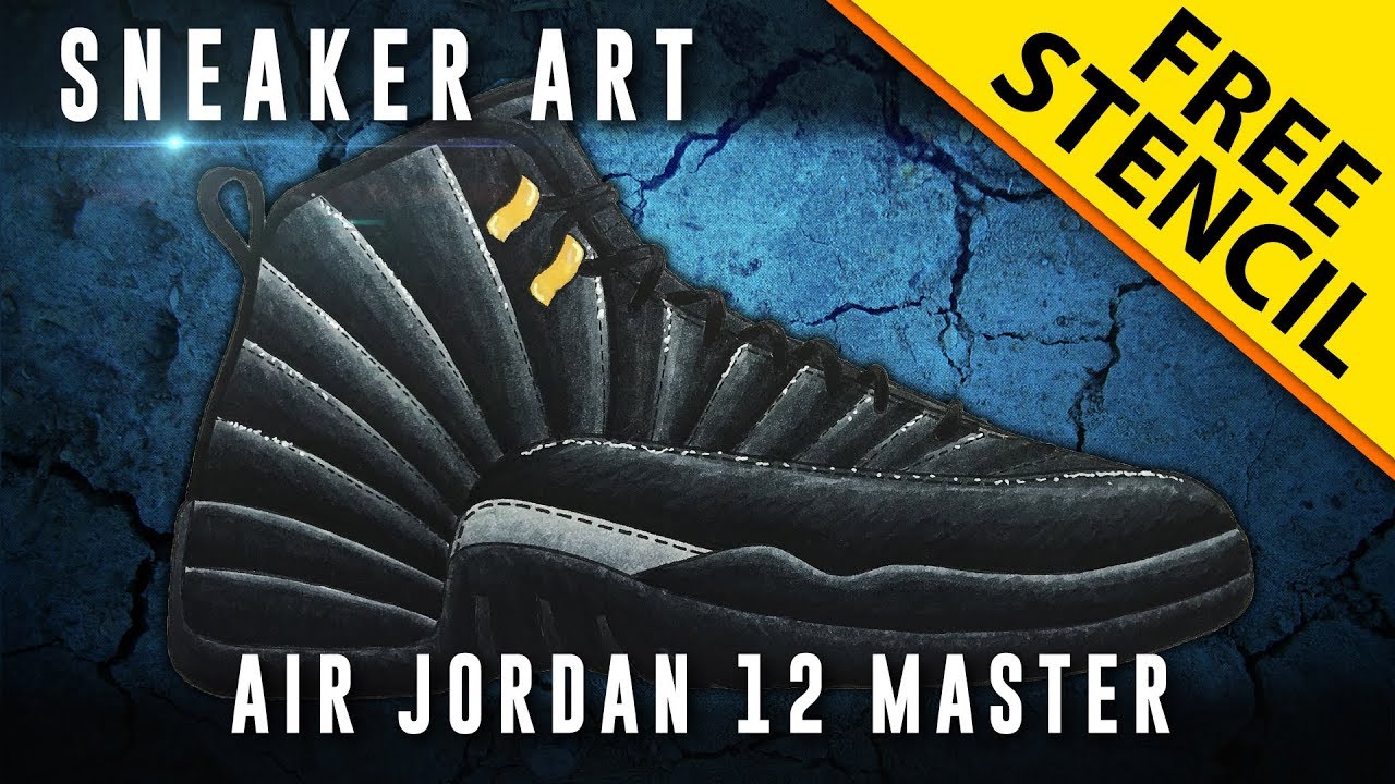 Sneaker Art: Air Jordan 12 Master w/ Downloadable Stencil - YouTube