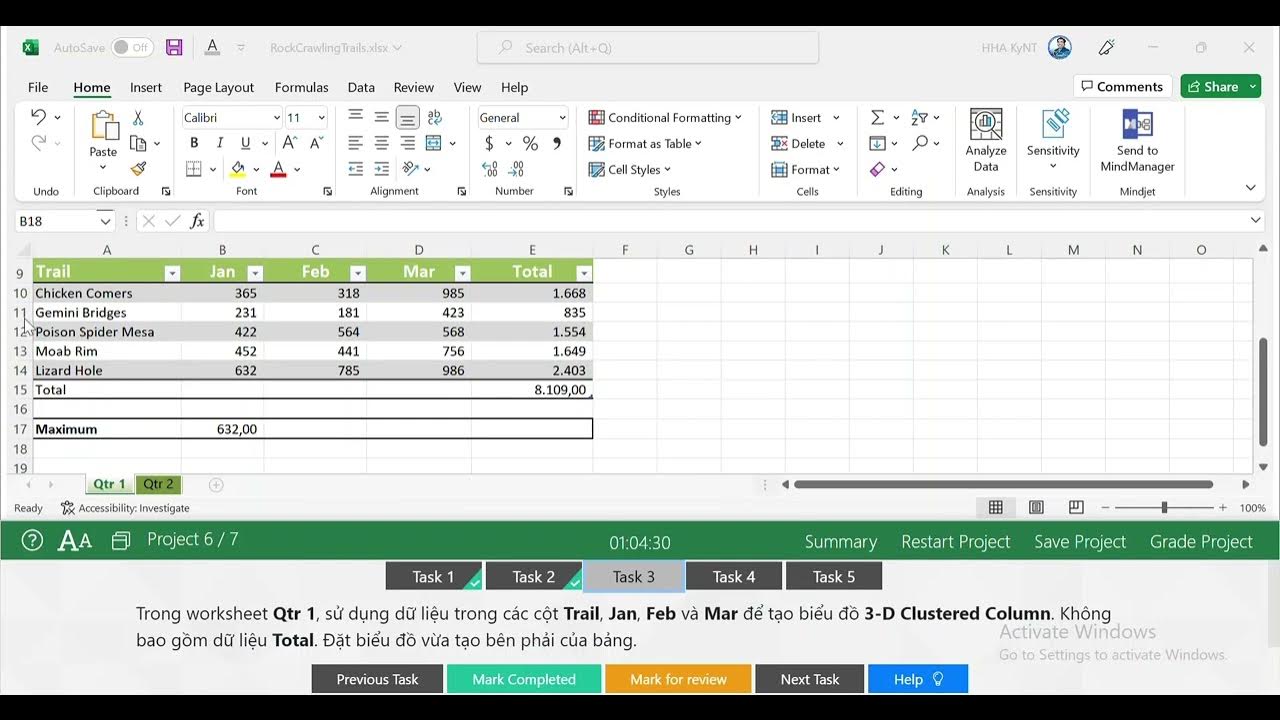 EXCEL Exam 1 - Project 6 l Hướng dẫn chi tiết Excel I MOS 2016 I Word ...