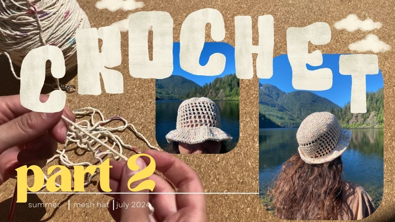PART 2 - crochet mesh triangle bucket hat tutorial - YouTube
