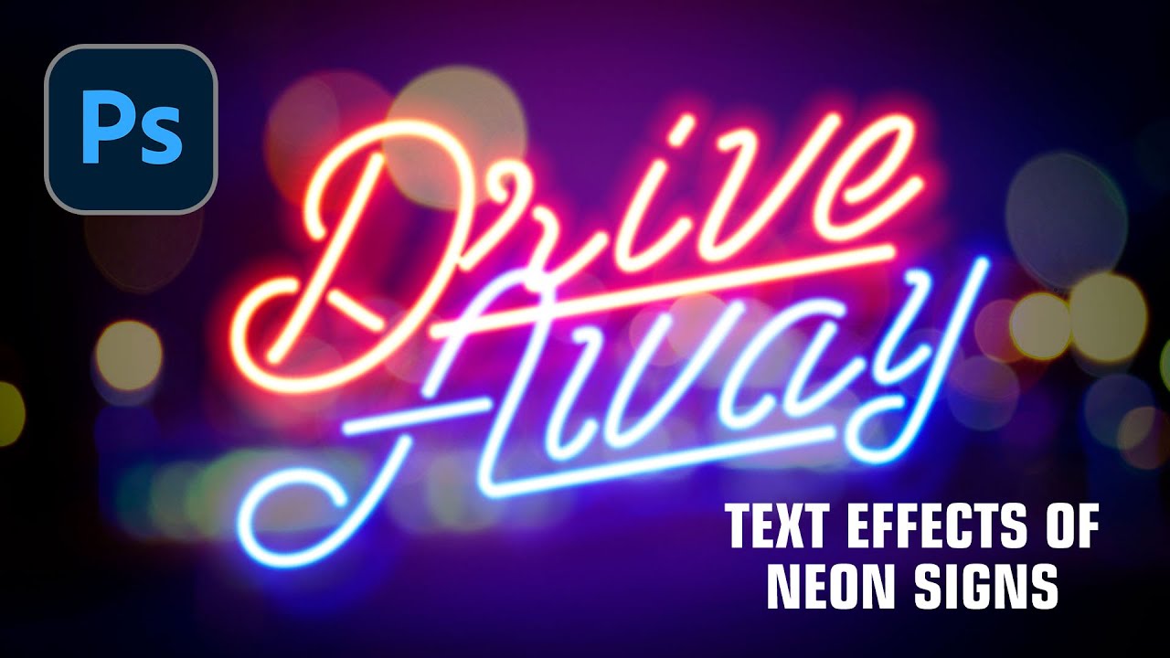 Text Effects of Neon signs coloring the night in Photoshop 2024 - YouTube