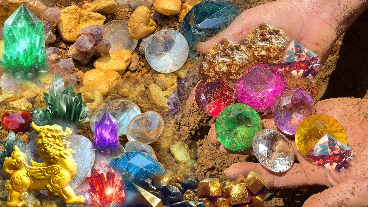 Great Finding Natural Gold, Diamond Amethyst. Diamonds, Quartz Crystal ...
