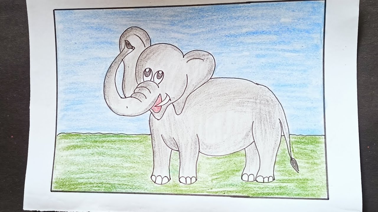 How to draw an elephant 🐘//easy hathi drawing// step by step//YouTube ...