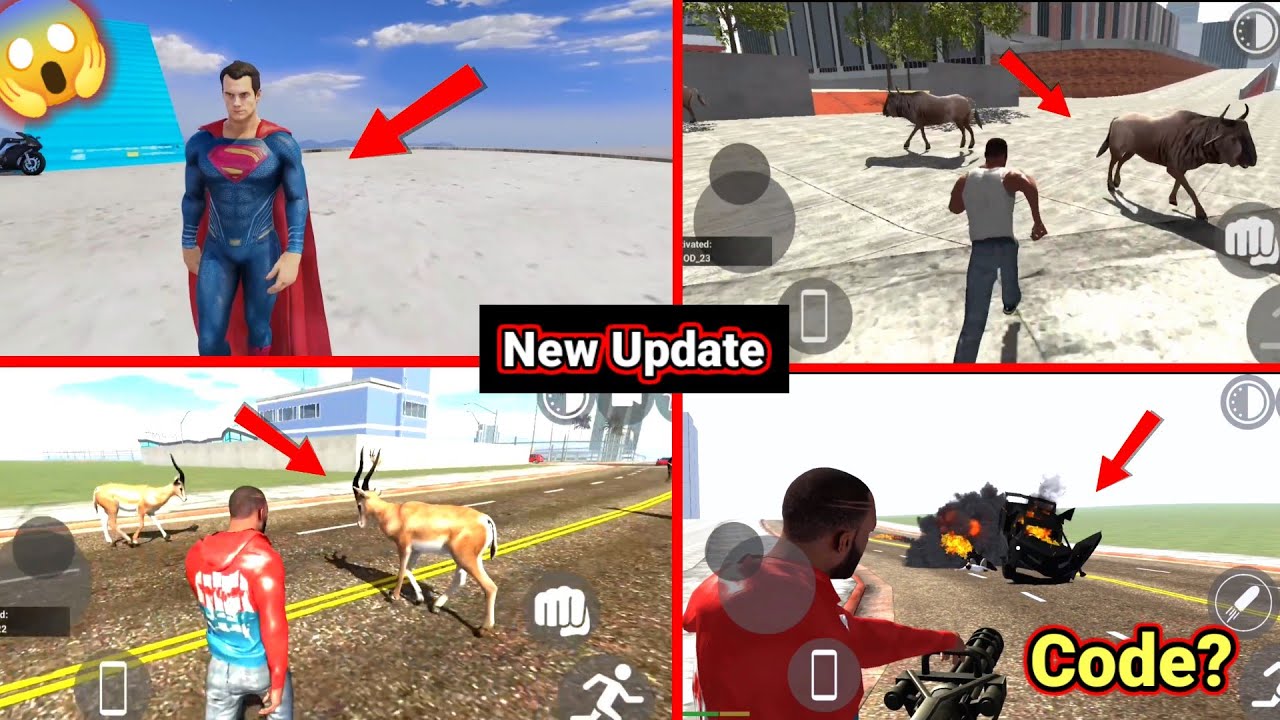 😱New Update Indian bike driving 3d game l New Animals Code? l Super-Man ...