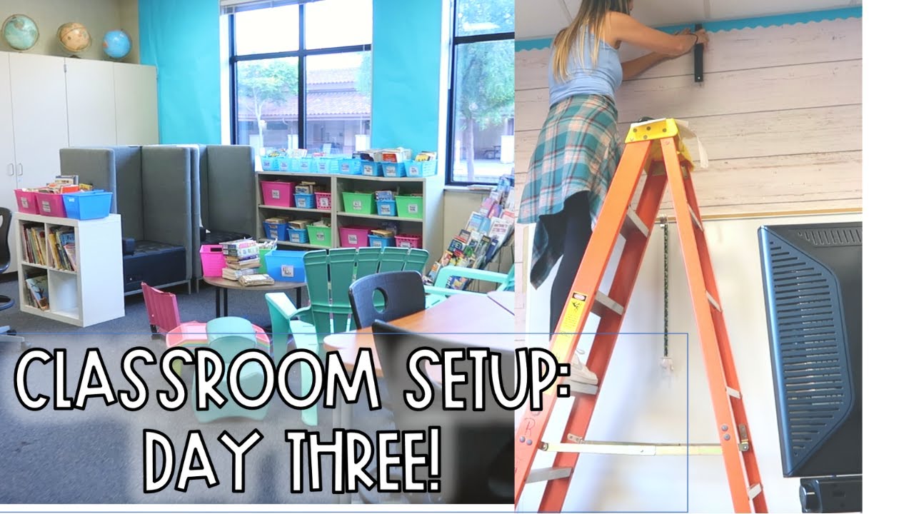 CLASSROOM SETUP DAY THREE: Setting up bulletin boards & desks - YouTube