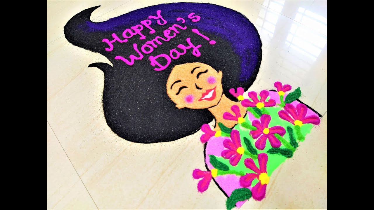 Women's day special rangoli | International Women's day rangoli | women ...