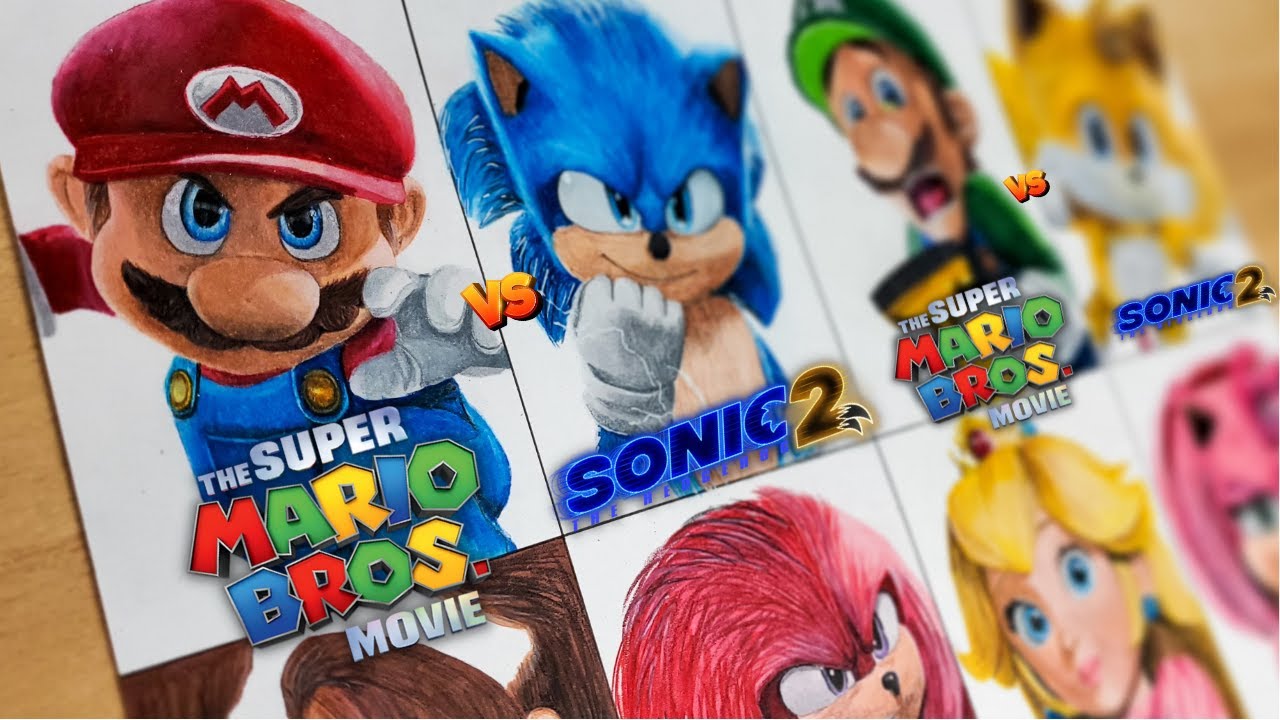 [Part 3] Drawing The Super Mario Bros. Movie VS Sonic The Hedgehog 2 ...