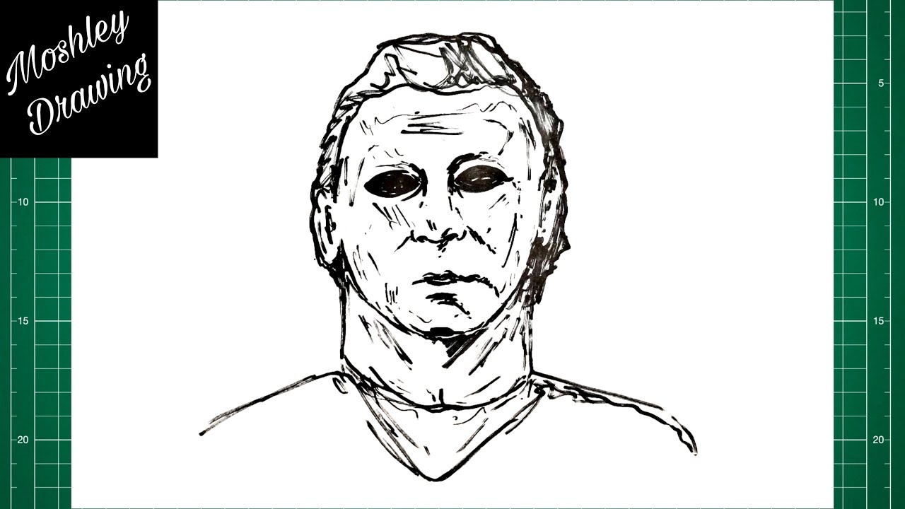 How to Draw Michael Myers Mask - YouTube