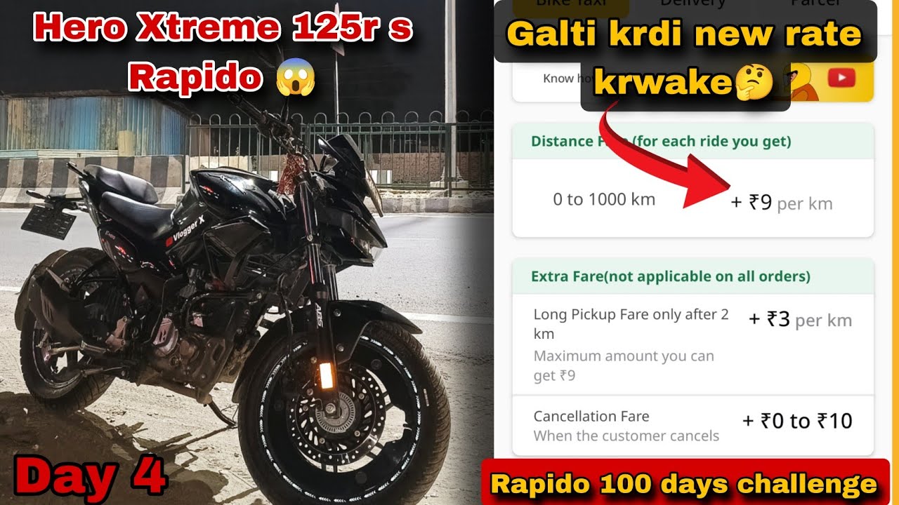 Galti krdi new rate card karwake😱!! Rapido 100 days challenge🤯!! Hero Xtreme 125r s Rapido😍 ...