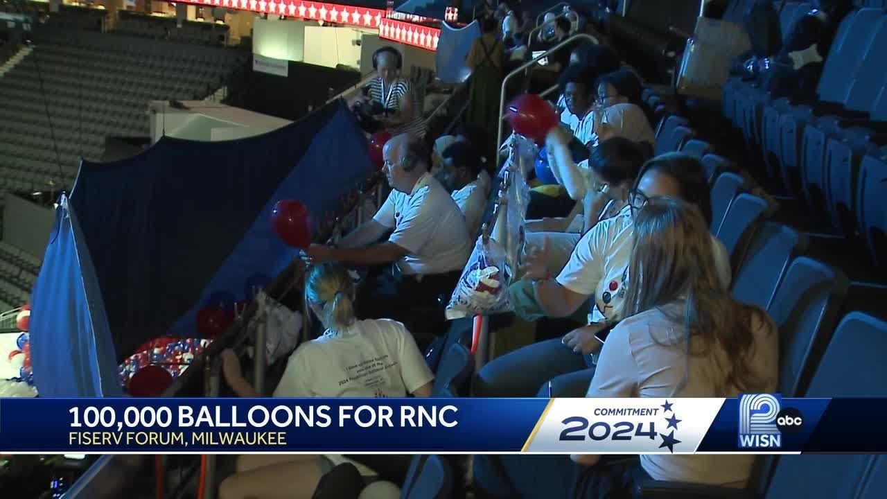 MPS students help inflate 100,000 balloons for final night of RNC - YouTube