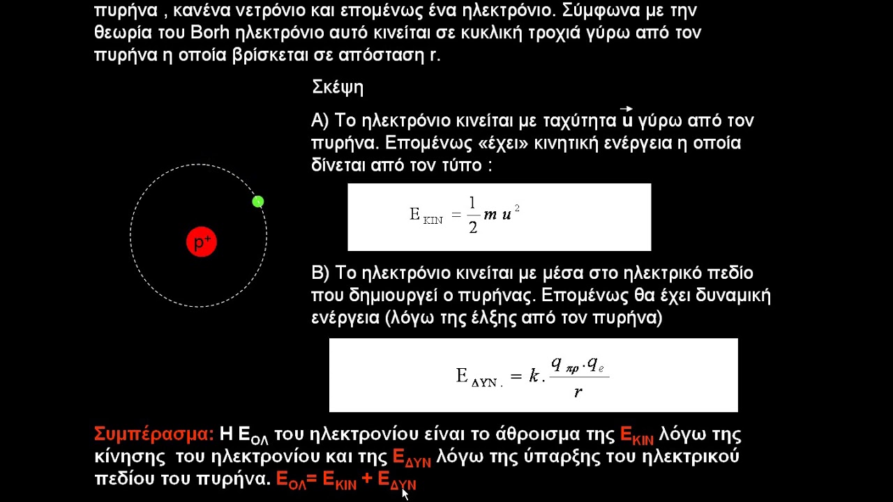 Ενέργεια ηλεκτρονίου στο άτομο του υδρογόνου. Α λυκειου - YouTube
