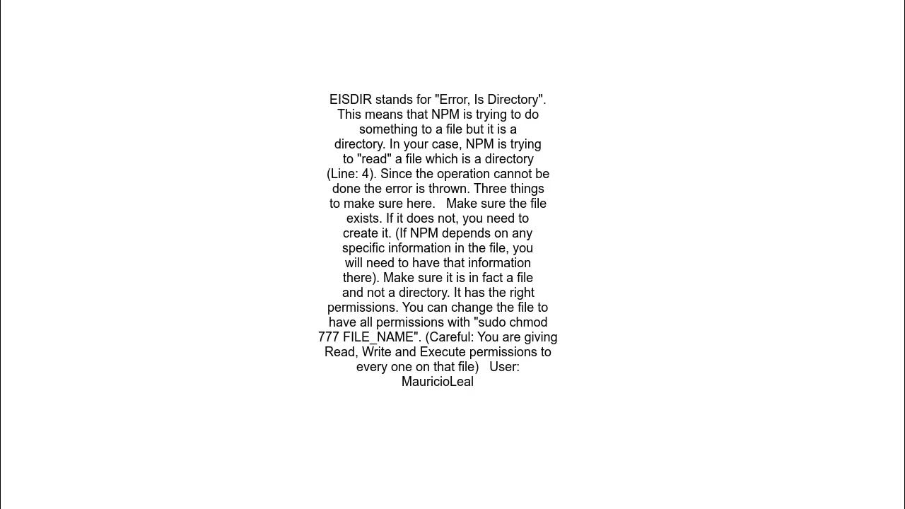 Npm Stuck Giving The Same Error Eisdir Illegal Operation On A Directory Read At Error Native