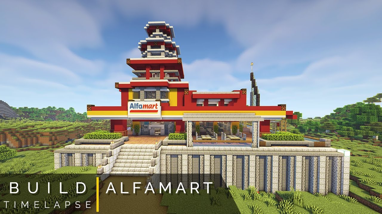 Minecraft // Building : Desain Kece untuk Alfamart - Timelapse - YouTube