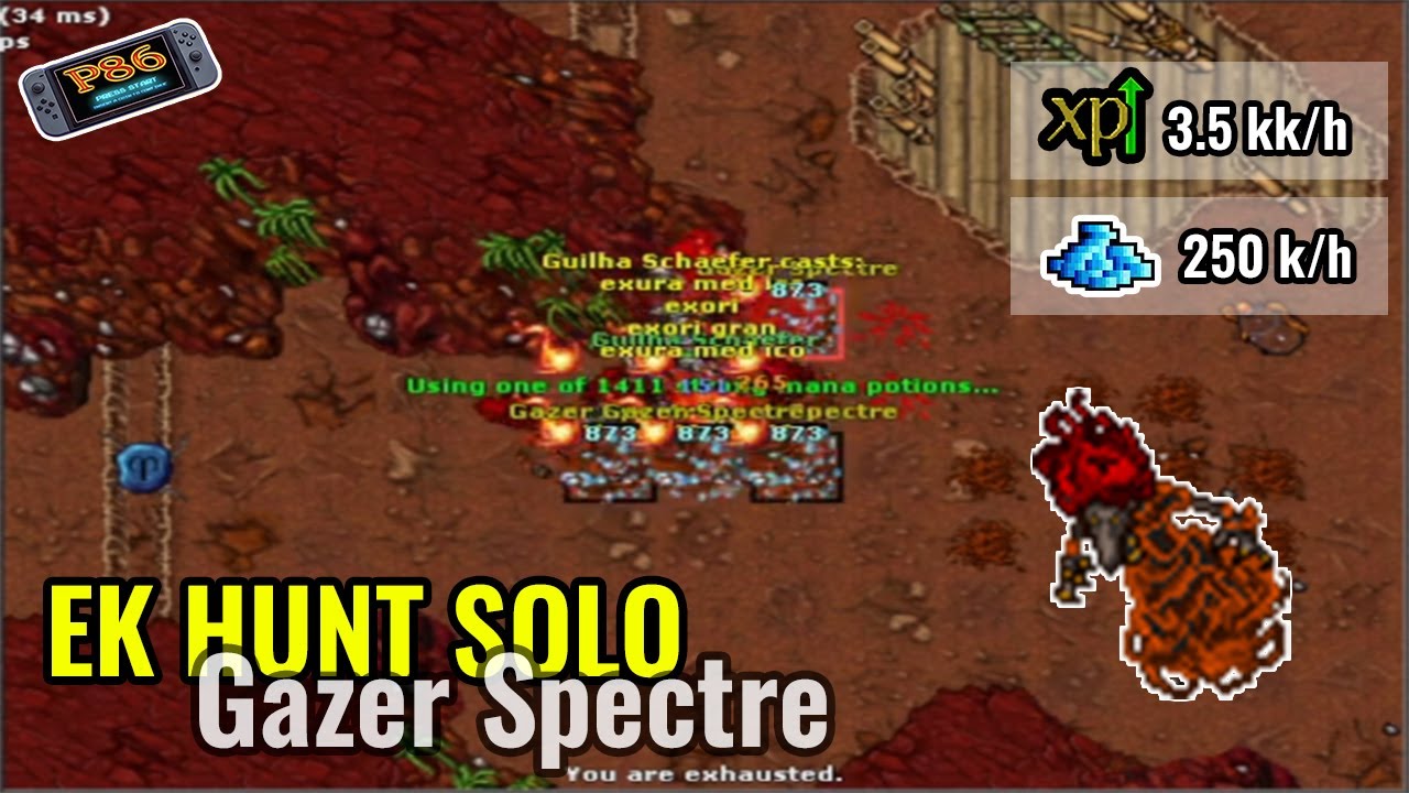 TIBIA || EK HUNT SOLO #12 || GAZER SPECTRE || TODAS AS DIFERENÇAS DE ...
