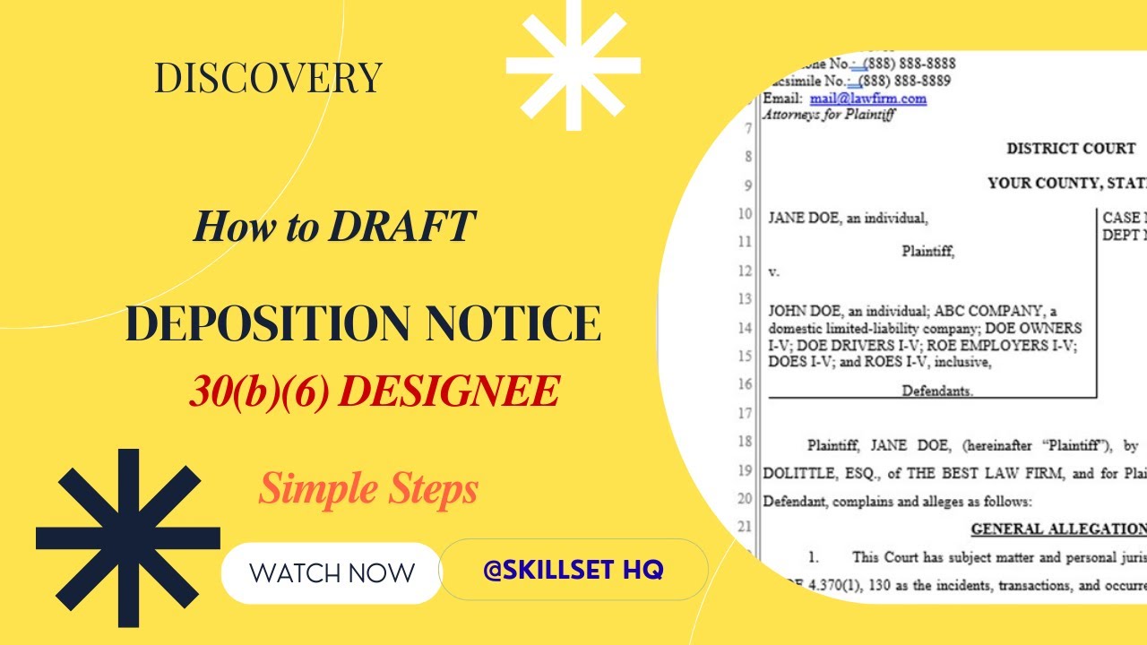 📄 D6. Easy Steps to Drafting Deposition of 30(b)(6) Designee - YouTube