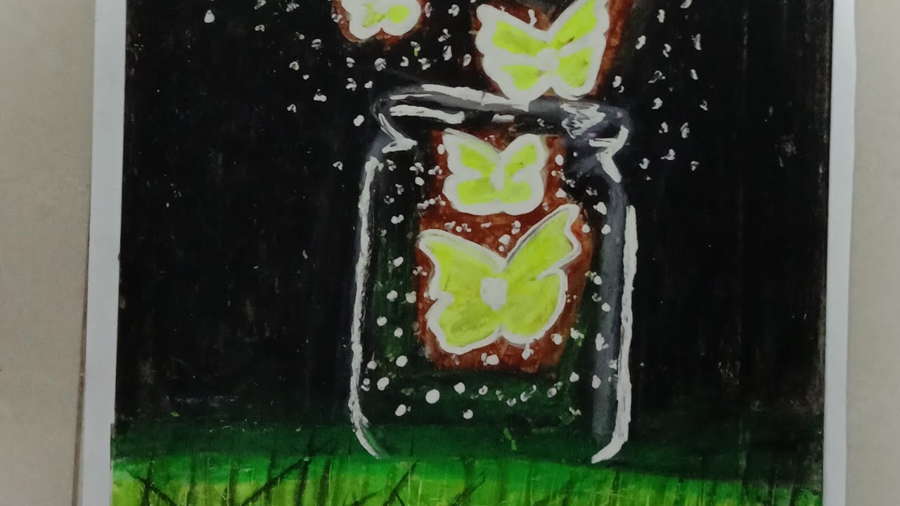 Butterfly in a jar drawing || Magical Glowing Butterfly Scenery ...