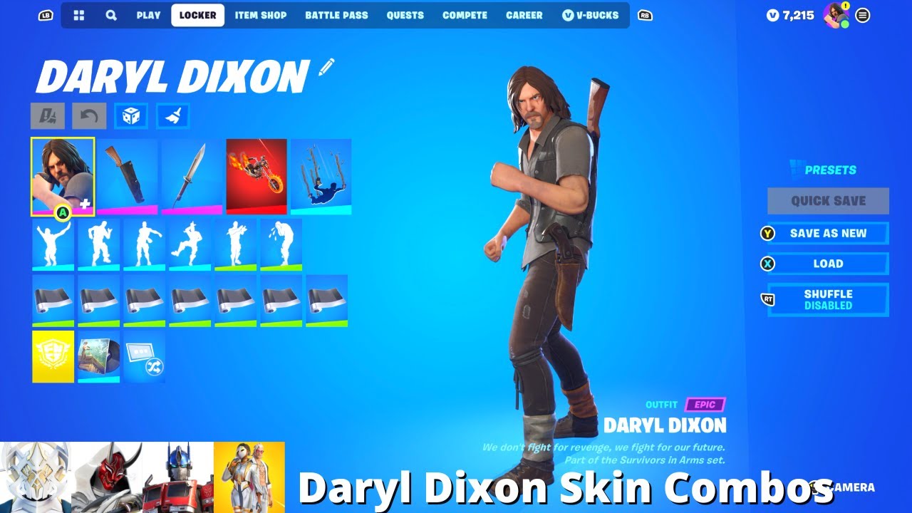 Daryl Dixon Skin Combos (Fortnite Battle Royale) - YouTube