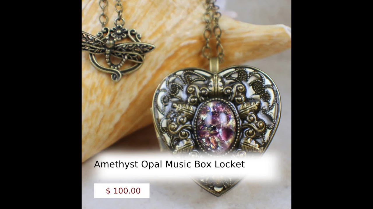 Amethyst Opal Music Box Locket - YouTube
