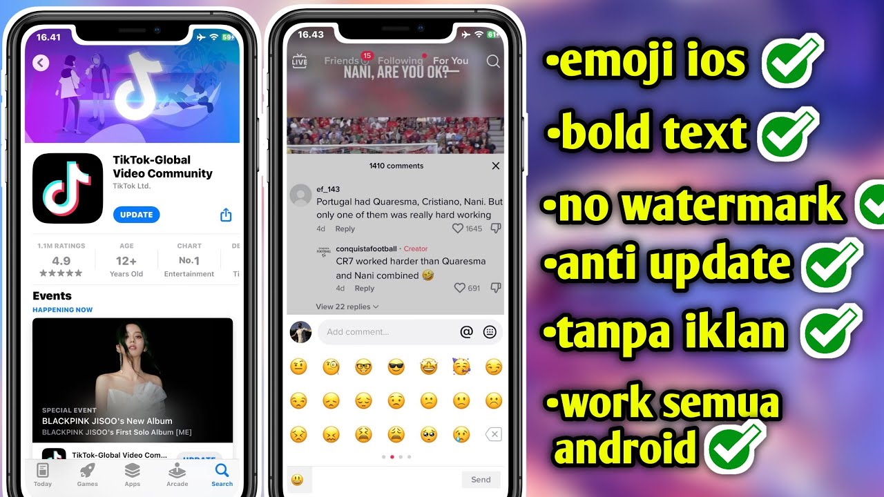 cara ubah tik tok android menjadi tik tok iPhone BOLD TEXT EDITIONS ...