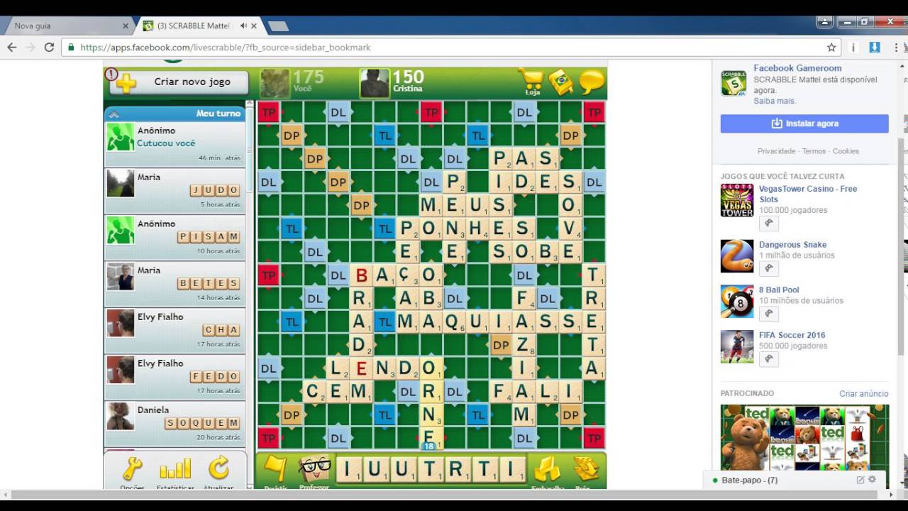 Scrabble Portugues-Brasil Facebook quicakplay Palavras Cruzadas - YouTube