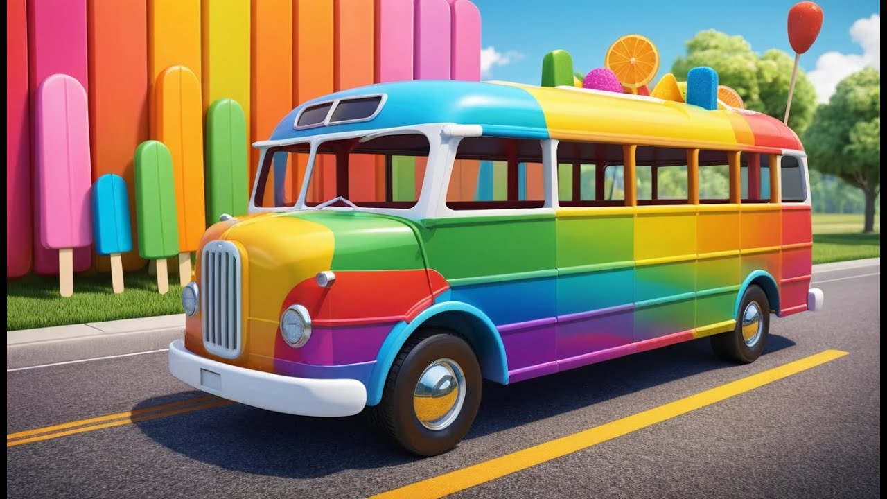 Learn Colors with Popsicles on the Magic Bus | Fun Color Song for Kids ...