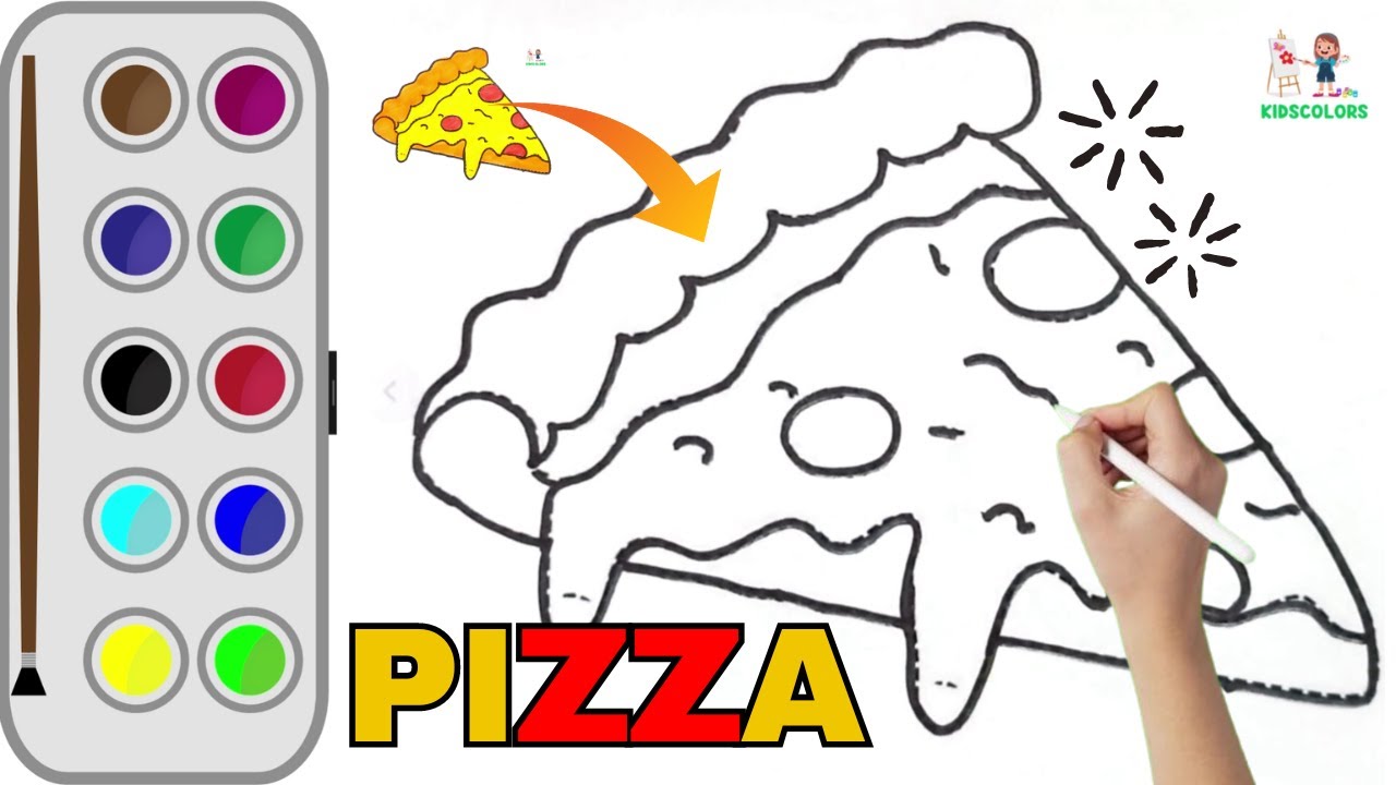Pizza Drawing - How to Draw and Paint PIZZA | How to fill a drawing ...