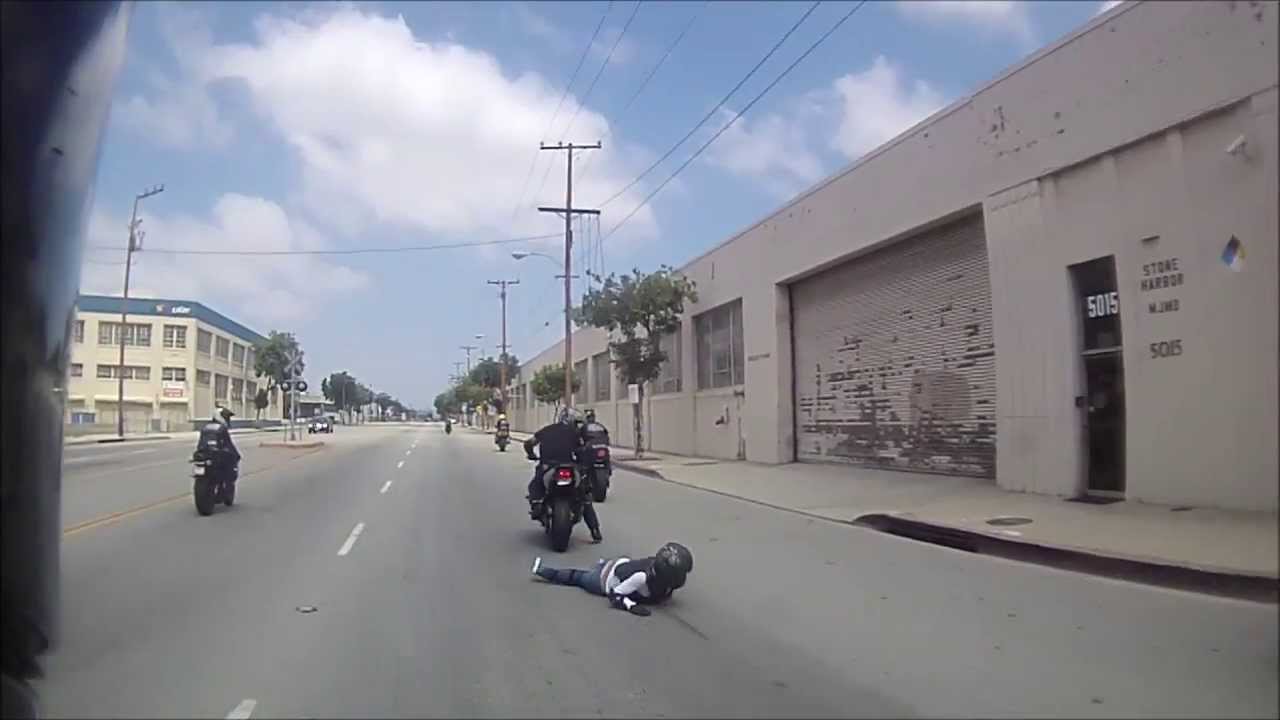 Girl Kicked Off Motorcycle - YouTube