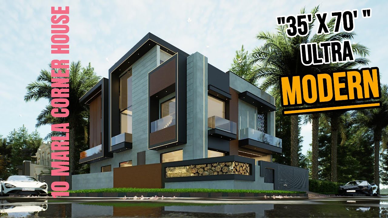 10 Marla Ultra Modern Corner House | 35x70 Contemporary Design - YouTube