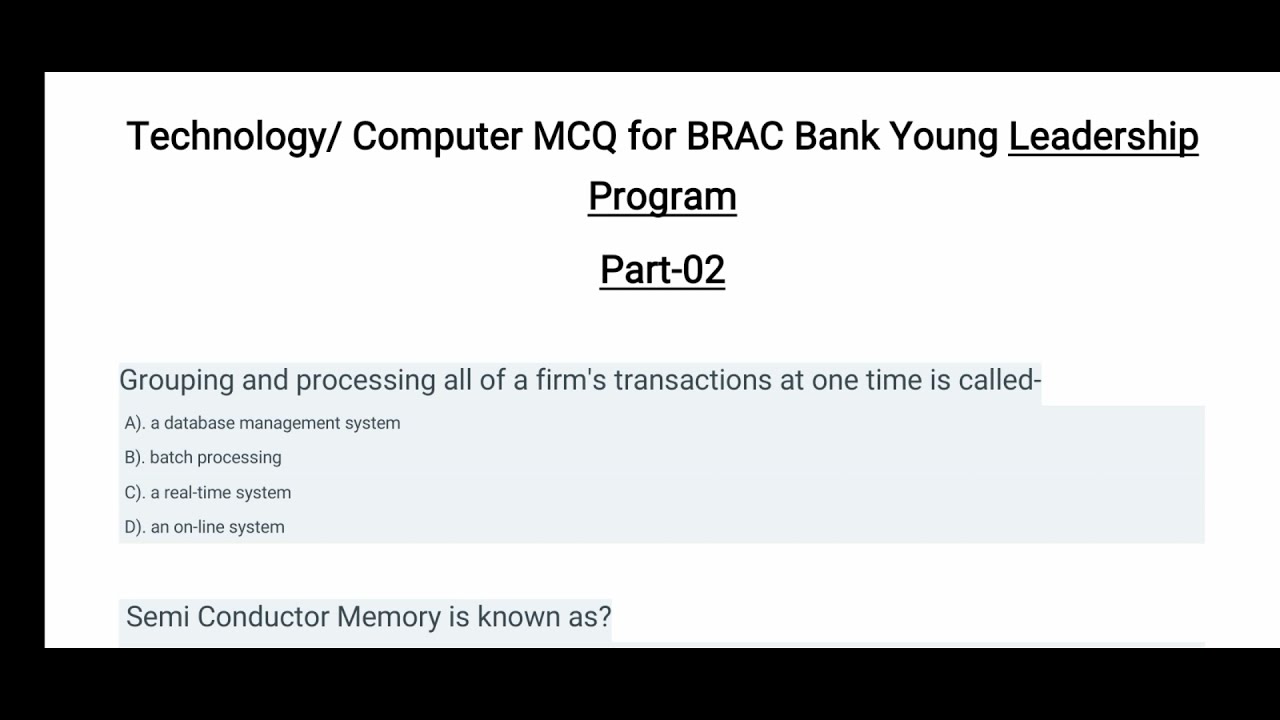 BRAC BANK ONLINE ASSESSMENT COMPUTER/TECHNOLOGY #FOR all Participants ...