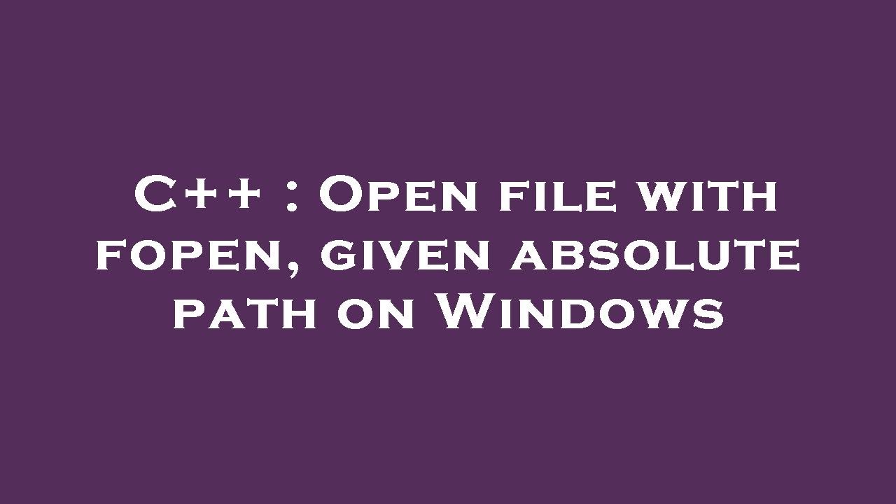 Matlab Fopen Absolute Path at Jerry Cook blog Matlab Fopen Absolute Path at Jerry Cook blog