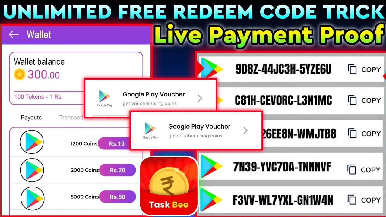 Task Bee App | Free Redeem Code | Google Play Redeem Code Earning App | Free Redeem Code App ...