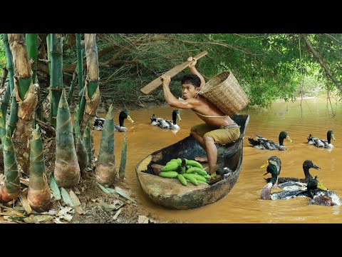 survival in the rainforest find - BAMBOO SHOOTS BANANAS WITH DUCK
