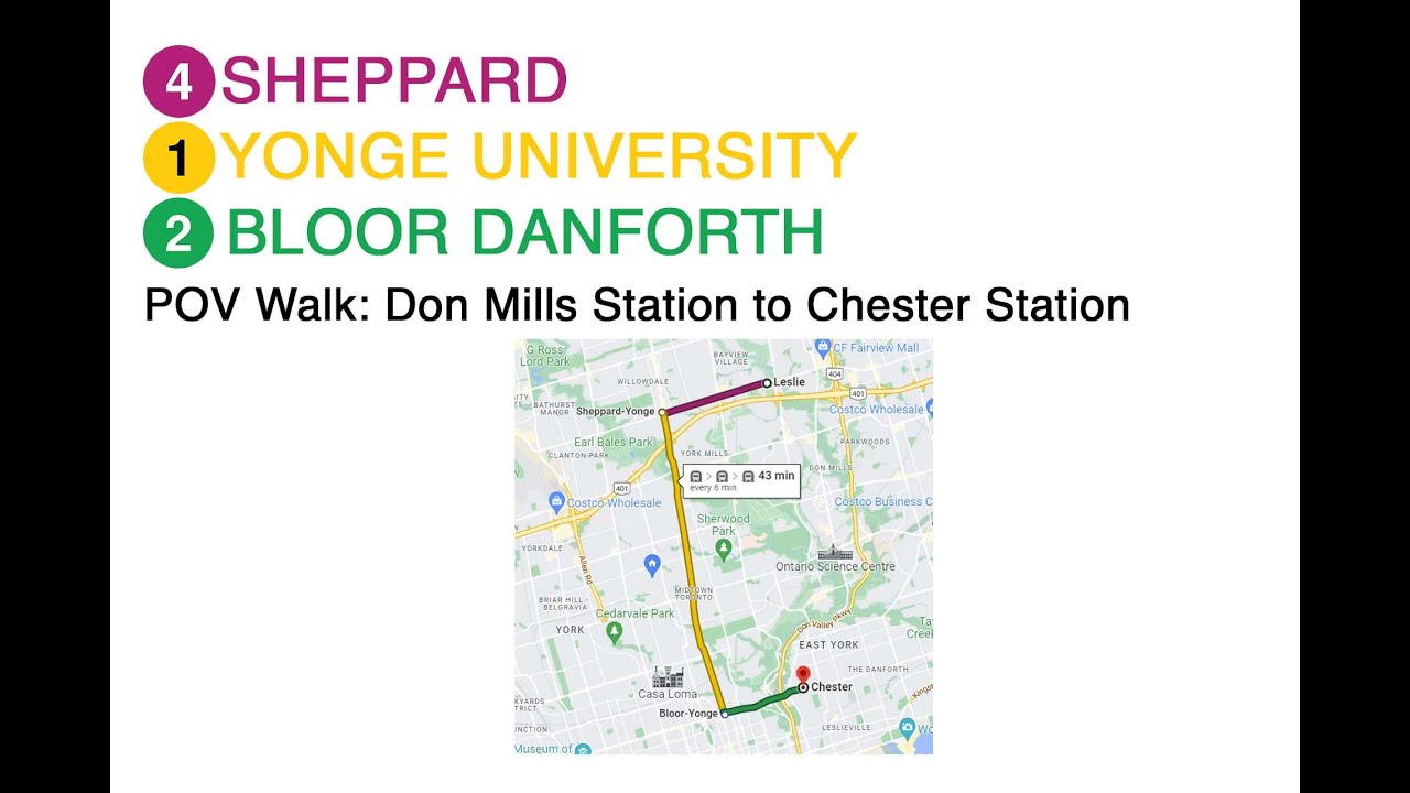 TTC POV Walk: Leslie Station to Chester Station via Bloor Yonge Station ...