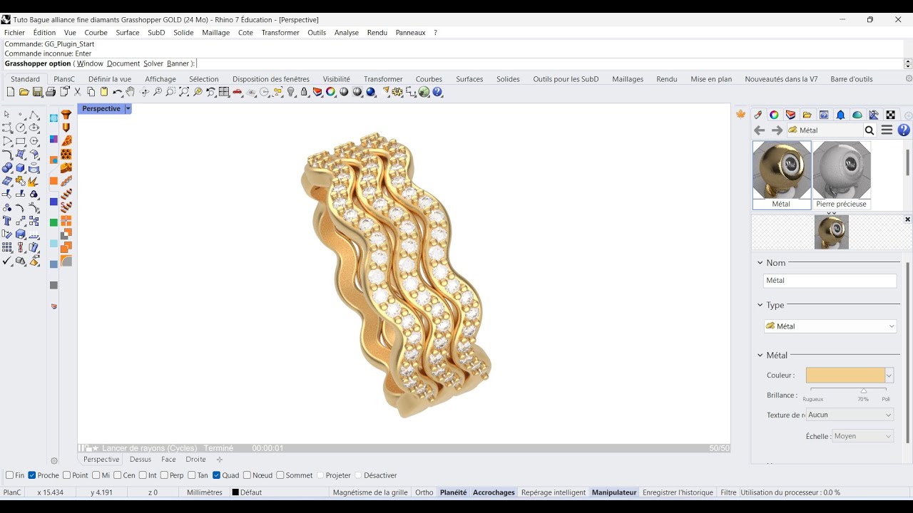 Tuto Alliance Vague Diamants - Grasshopper Gold Plugin - YouTube