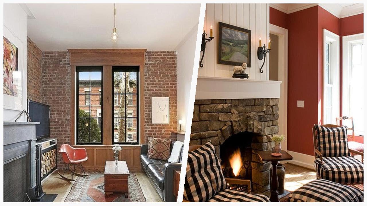 75 Family Room With Red Walls And A Standard Fireplace Design Ideas You ...