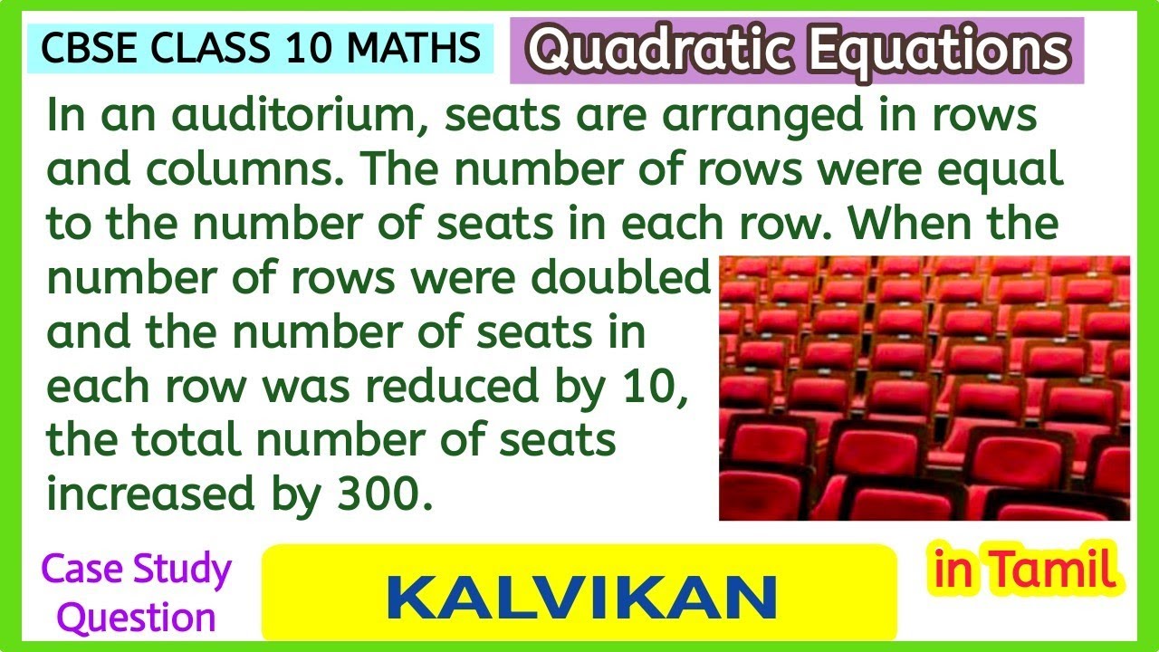 In an auditorium, seats are arranged in rows and columns. The number of ...