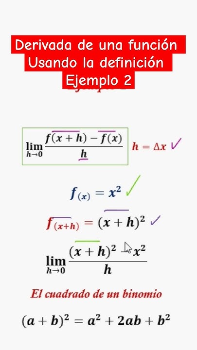 Derivada de una función usando la definición - Ejemplo 2 #calculodiferencial #derivadas - YouTube