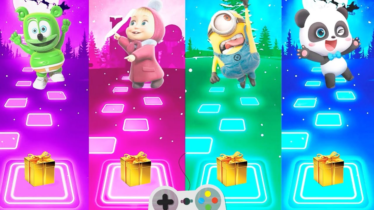MINIONS VS MASHA AND BEAR VS BABY BUS VS GUMMY BEAR | TILES HOP EDM ...