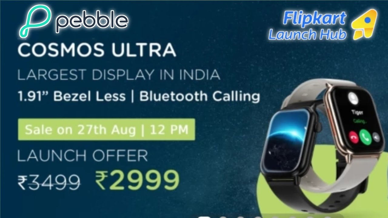 Pebble Cosmos Ultra Smartwatch 🔥| 1.91" Bezel Less Display 😍| BT ...