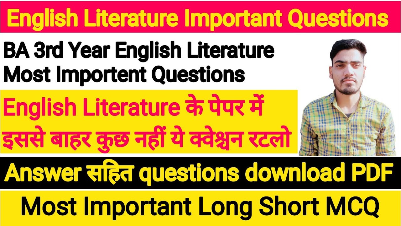 English Literature BA 3rd Year Important Questions 2022 | English ...