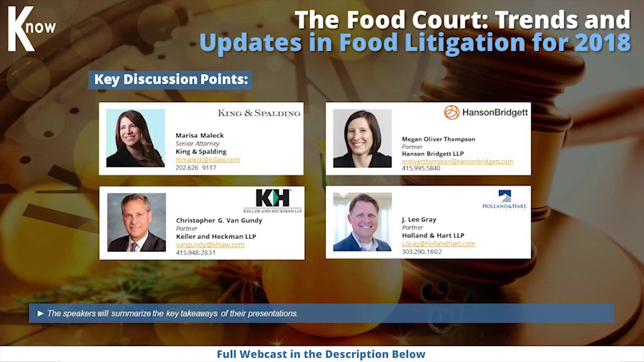 Food Litigation 2018 CLE: Trends and Updates - YouTube