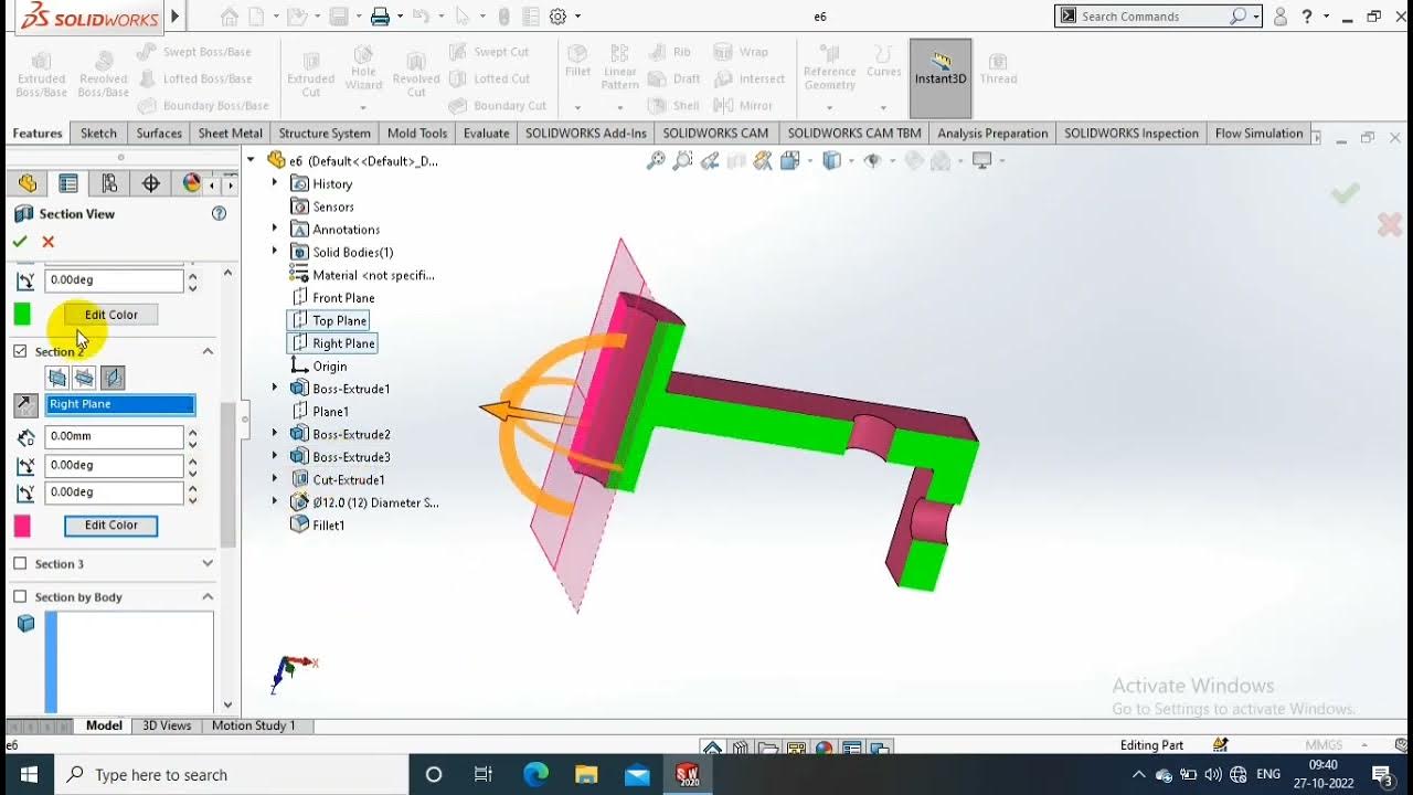 HOW TO MAKE MULTIPLE SECTION VIEW IN PART MODELLING IN SOLIDWORKS - YouTube